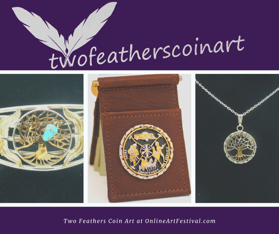 Unique Pendant by Two Feathers Coin Art – OnlineArtFestival.com