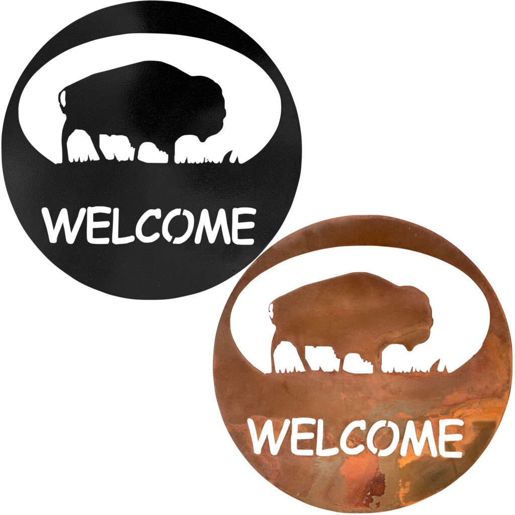 Buffalo Welcome Circle by Dugout Creek Designs at OnlineArtFestival.com